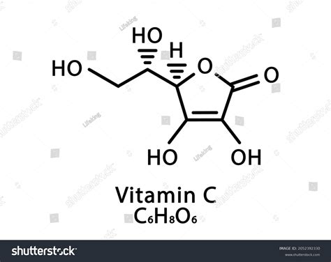 Vitamin C Ascorbic Acid Molecular Structure Stock Vector Royalty Free