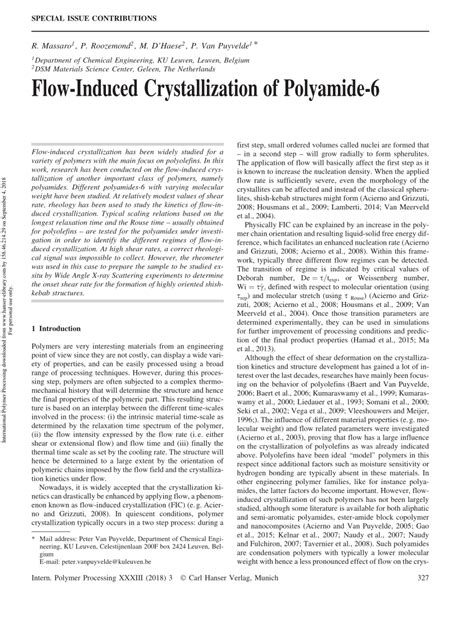 Pdf Flow Induced Crystallization Of Polyamide 6