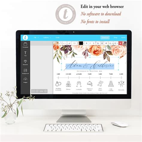 Wedding Timeline Poster Printable Timeline Wedding Day Etsy