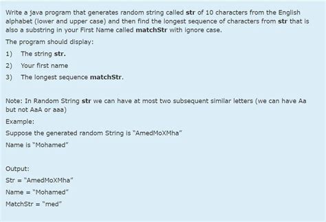Solved Write A Java Program That Generates Random String