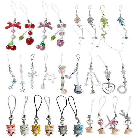 딸기 펜던트 열쇠 고리 귀여운 달콤한 키 체인 배낭 장식 체리 Bowknot Keyholder 여자 여자 보석 장식품 634d 위시버킷