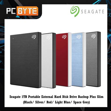 Seagate Portable External Hard Disk Drive Backup Plus Slim Black Silver Red Light Blue Space