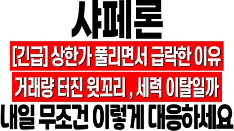샤페론 주가 전망 거래량 터진 윗꼬리 발생 상한가 풀리면서 급락한 이유 내일 이렇게 대응하세요 비만 관련주 분석 샤페론 주식 분석 샤페론 아토피 샤페론 목표가