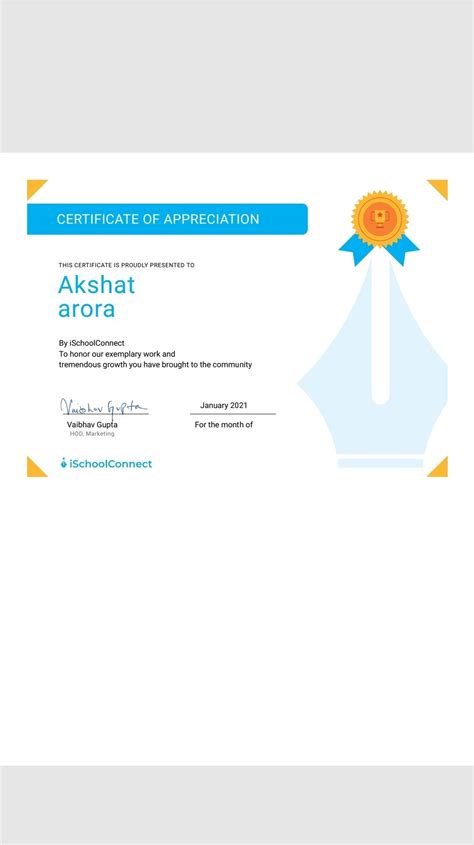Akshat Arora On Linkedin Got My Certificate Of Appreciation For All The Work In Ischoolconnect