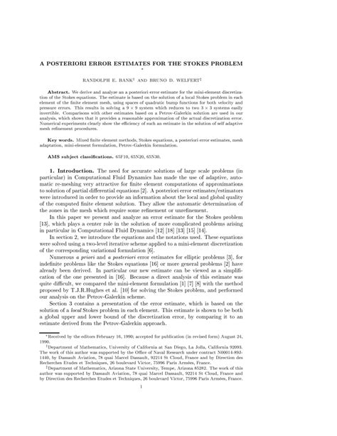 Pdf A Posteriori Error Estimates For The Stokes Problem