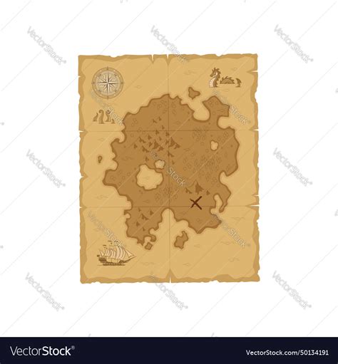 Pirate Map Ancient Weathered Parchment Royalty Free Vector