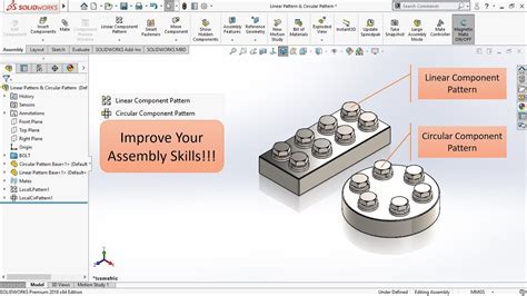 Quick Tips Linear Component Pattern And Circular Component Pattern In Solidworks Youtube