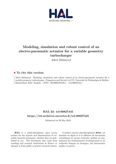 Pdf Modeling Simulation And Robust Control Of An Electro Pneumatic Dokumentips