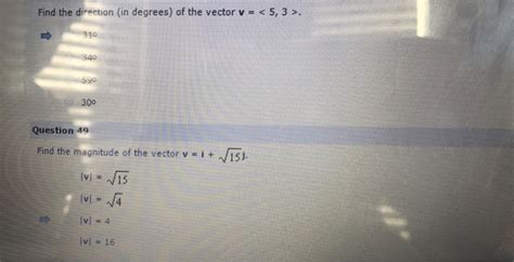 Solved Find The Direction In Degrees Of The Vector V