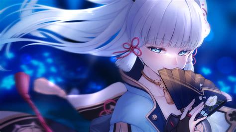 White Hair Blue Eyes Ayaka Hd Genshin Impact Wallpapers Hd Wallpapers Id