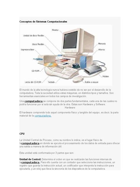 Conceptos De Sistemas Computacionales Pdf Bases De Datos Unidad Central De Procesamiento