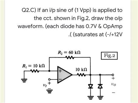 solved q2 c if an i p sine of 1 vpp is applied to the