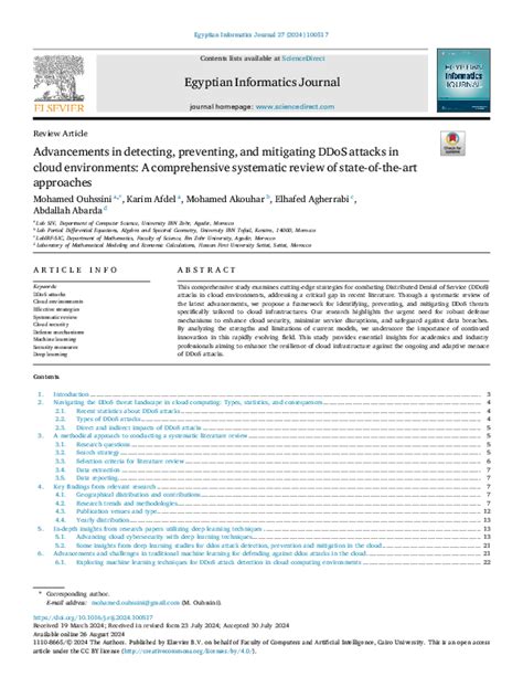 Pdf Advancements In Detecting Preventing And Mitigating Ddos Attacks In Cloud Environments