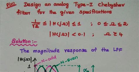 Design An Analog Type I Chebyshev Lowpass Filter For The Given