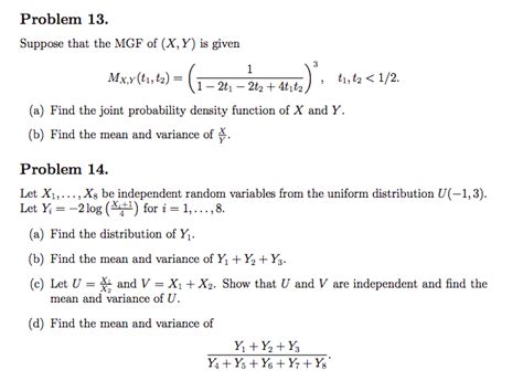 Solved Problem Suppose That The MGF Of X Y Is Given Chegg