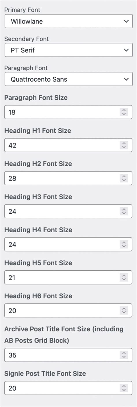 theme typography docs blogger theme customizer settings