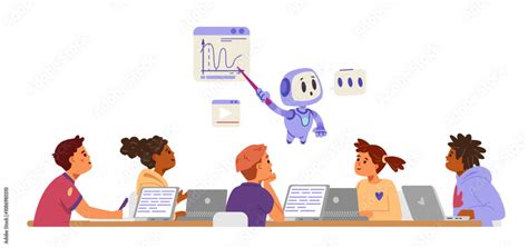 Artificial Intelligence In School Education Concept Flat Vector