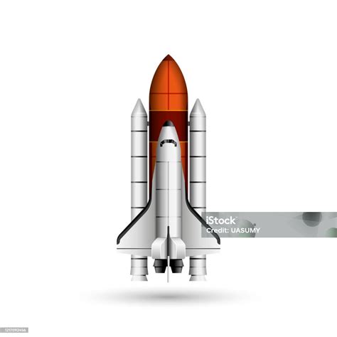 우주 왕복선과 로켓 현실적인 벡터 3d 모델 모형 흰색에 고립 우주 임무 우주선 발사 준비 우주 왕복선에 대한 스톡 벡터 아트 및 기타 이미지 Istock