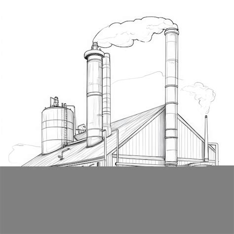 A Drawing Of A Factory Premium Ai Generated Image