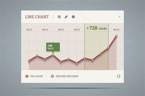 Growing Line Chart Widget For Infographic Illustrations