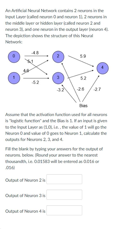 Solved An Artificial Neural Network Contains 2 Neurons In