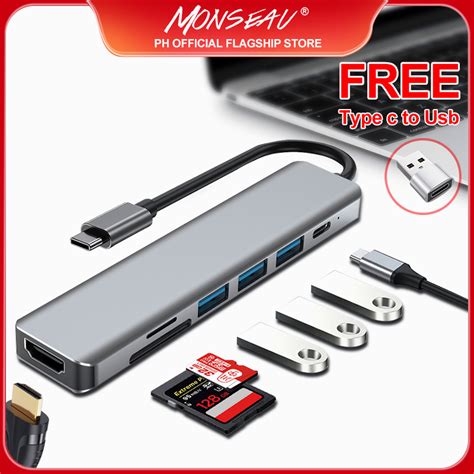 Monseau USB C Hub HDMI Type C Hub Adapter Port USB TF SD Ultra