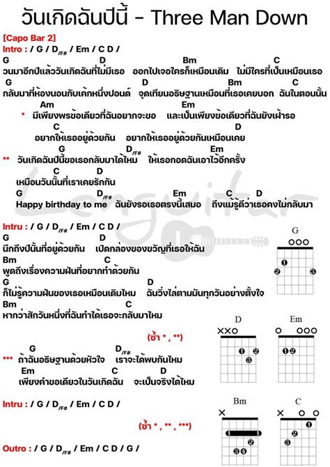 คอร์ดเพลง วันเกิดฉันปีนี้ Three Man Down [คอร์ดเพลงง่ายๆ] ในปี 2023