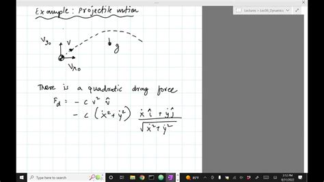Robotics Lec 6 Projectile Under Drag Force Fall 2022 YouTube