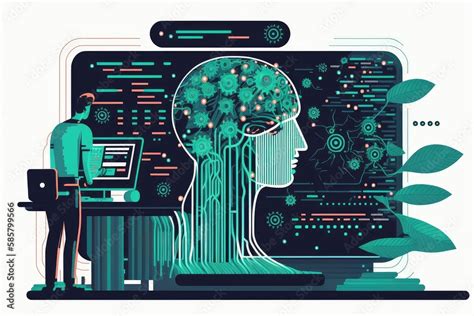 Стоковая иллюстрация Person Learning About Different Types Of Machine