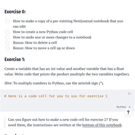 module 1 practice basic python nextjournal