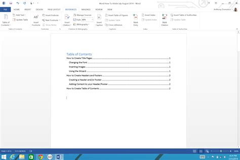how to add page numbers and a table of contents to word documents pcworld