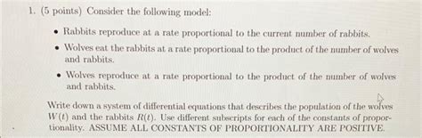 solved 1 5 points consider the following model rabbits