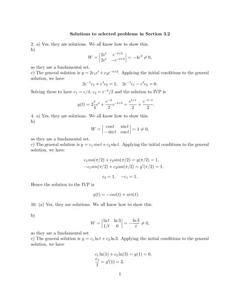 Homework Section 32 Introduction To Differential Equations Math 2214 Docsity
