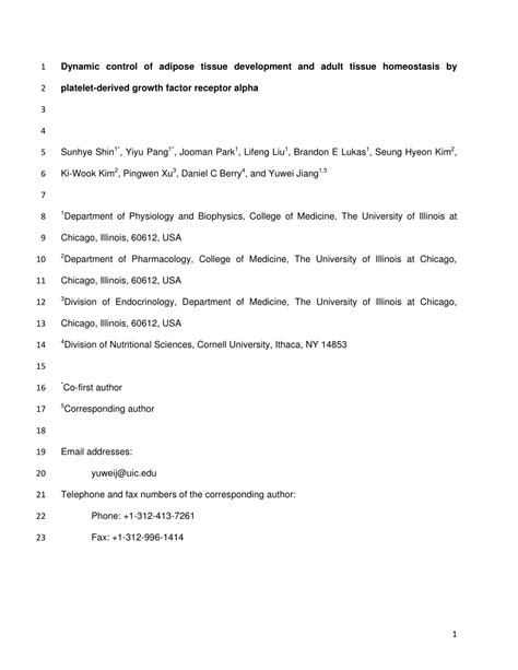 PDF Dynamic Control Of Adipose Tissue Development And Adult Tissue Homeostasis By Platelet