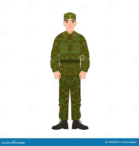 Military Man Of Russian Armed Force Wearing Camouflage Army Uniform