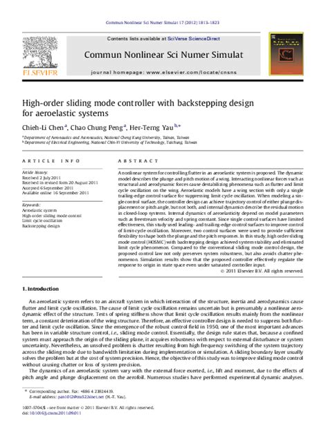 Pdf High Order Sliding Mode Controller With Backstepping Design For