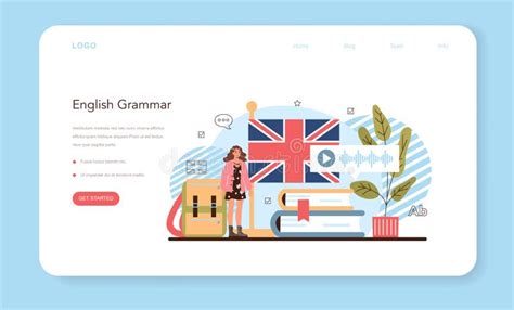 English Class Web Banner Or Landing Page Study Foreign Languages Stock