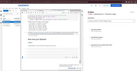 i m having trouble with the grader programming assignment social