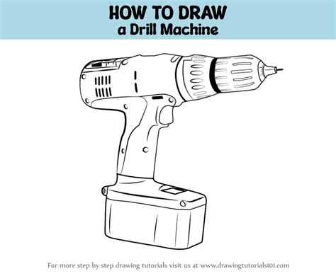 How To Draw A Drill Machine Tools Step By Step