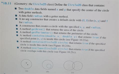 Solved Geometry The Circ12D Class Define The Circle2D Chegg