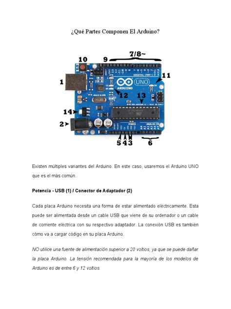 Partes Que Componen El Arduino Pdf Arduino Ingeniería Informática