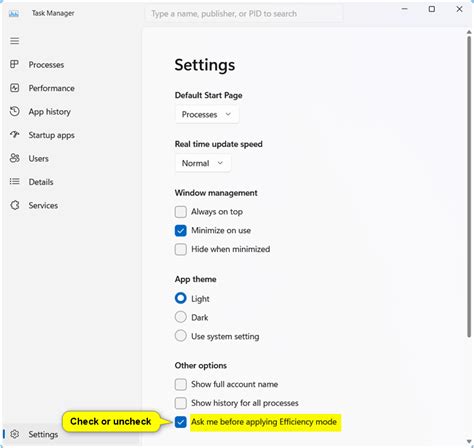 Enable Or Disable Efficiency Mode Confirmation Dialog In Windows