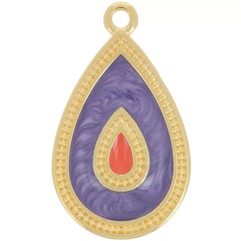 Pendentif Goutte X Mm Avec R Sine Poxy Dor L Or Fin Violet Nacr X Perles Co