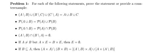 Solved Problem 1 For Each Of The Following Statements Chegg Com