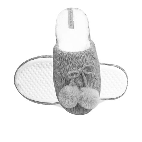Капці домашні жіночі з помпонами сірі Twins