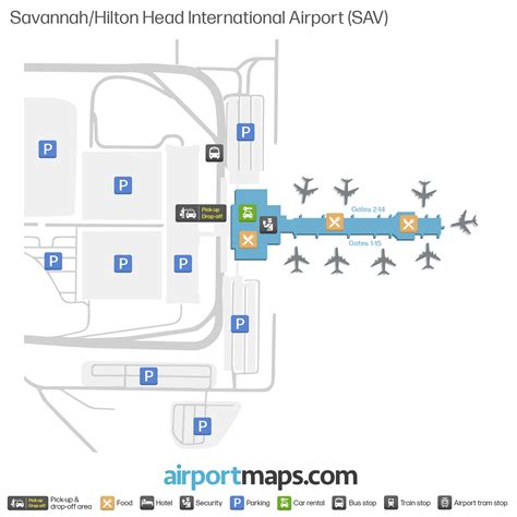 Map Of Savannah Hilton Head Sav Terminal Map