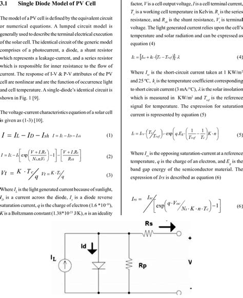 SINGLE DIODE MODEL OF PV CELL 9 Download Scientific Diagram