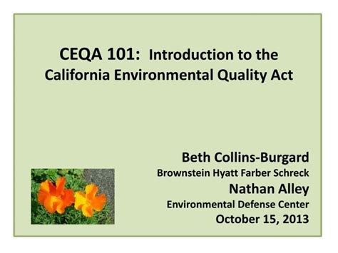 PPT CEQA 101 Introduction To The California Environmental Quality Act PowerPoint Presentation