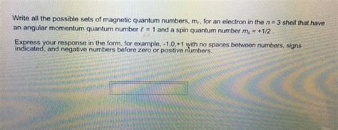 Write All The Possible Sets Of Magnetic Quantum